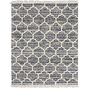 Unique Loom Hygge Shag Collection Modern Moroccan Inspired, Geometric Design, Plush & Cozy Area Rug, 8' 0" x 10' 0", Gray/Ivory