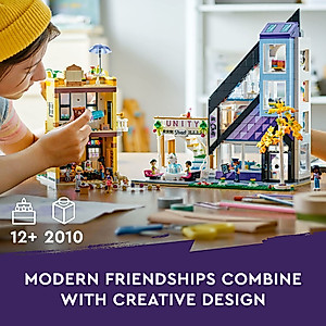 LEGO Friends Downtown Flower and Design Stores 41732 Building Set - Buildable Toy with Apartment, Shops, House, and Classic Characters, Model to Customize, Decorate, and Display for Ages 12+