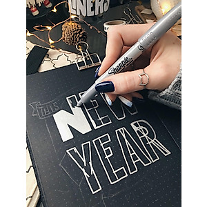 SHARPIE Metallic Permanent Markers, Fine Point, Silver, 12 Count