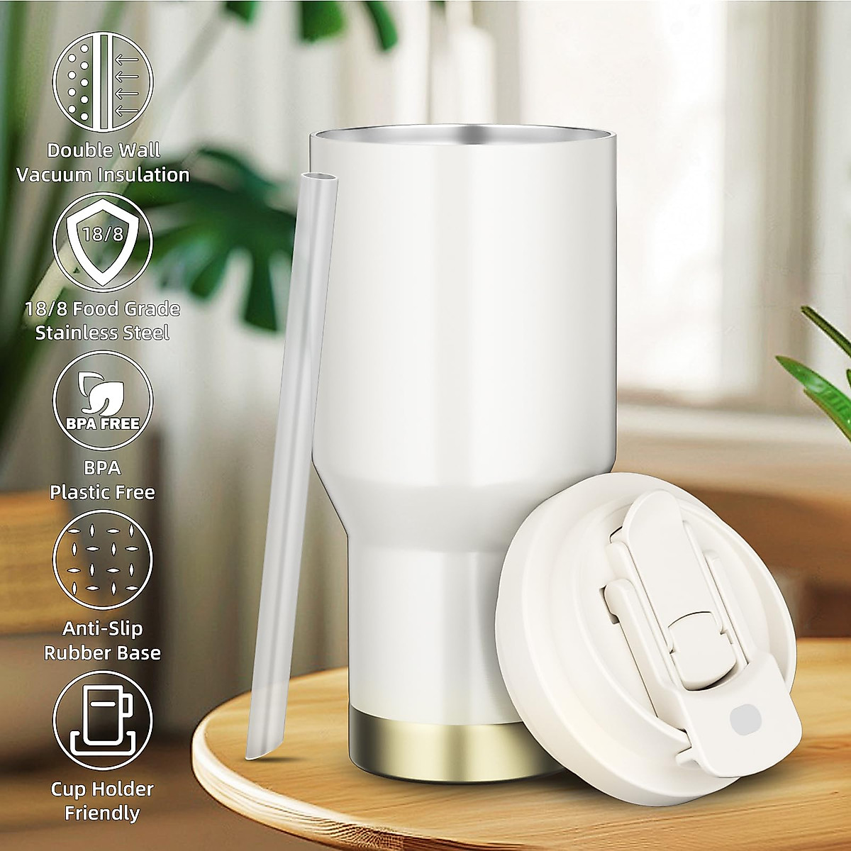 Weisidi Coffee Mug - 18 oz (530ml) Stainless Steel Vacuum Insulated Tumbler - Spill Proof Travel Coffee Tumbler - Keeps Drinks Hot and Cold - Coffee Travel Mug Spill Proof Leak Proof (white)