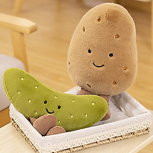 OUKEYI Bread Plush Toys, Snack pillow,Soft Little Potato Doll/Croissant Plush Toy,Cute Food Plushie Stuffed Toy Throw Pillow for Fans Gift,Birthday Christmas (Little Potato)