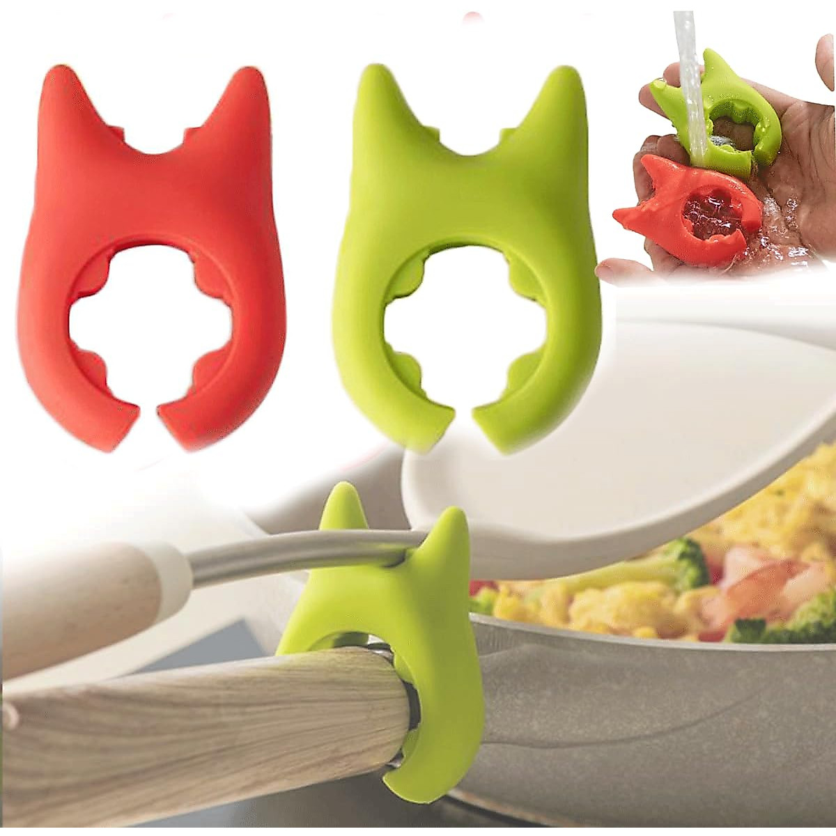 Spoon Pot Pan Holder Spatula Bracket Clips,2024 New Silicone Heat Resistance Non-Slip Spoon Rests,Rest Spoon Holder Steam Releaser for Pot Cooking,Wok Spatula Bracket Clip Kitchen Gadget