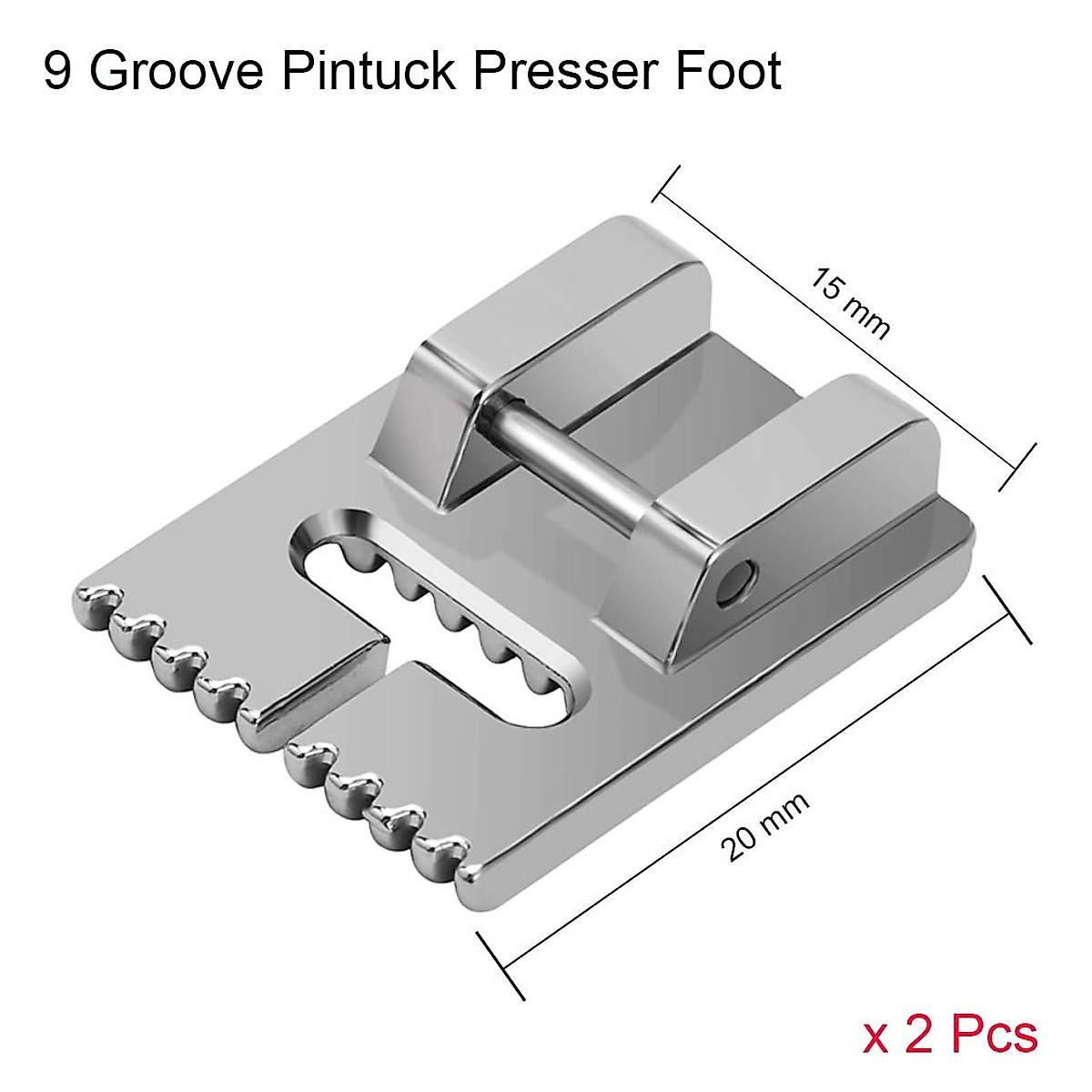6Pack Twin Needle Double Needle with 2 PCS 9 Groove Pintuck Presser Foot 3 Size 2/90 3/90 4/90 by HOWRIN