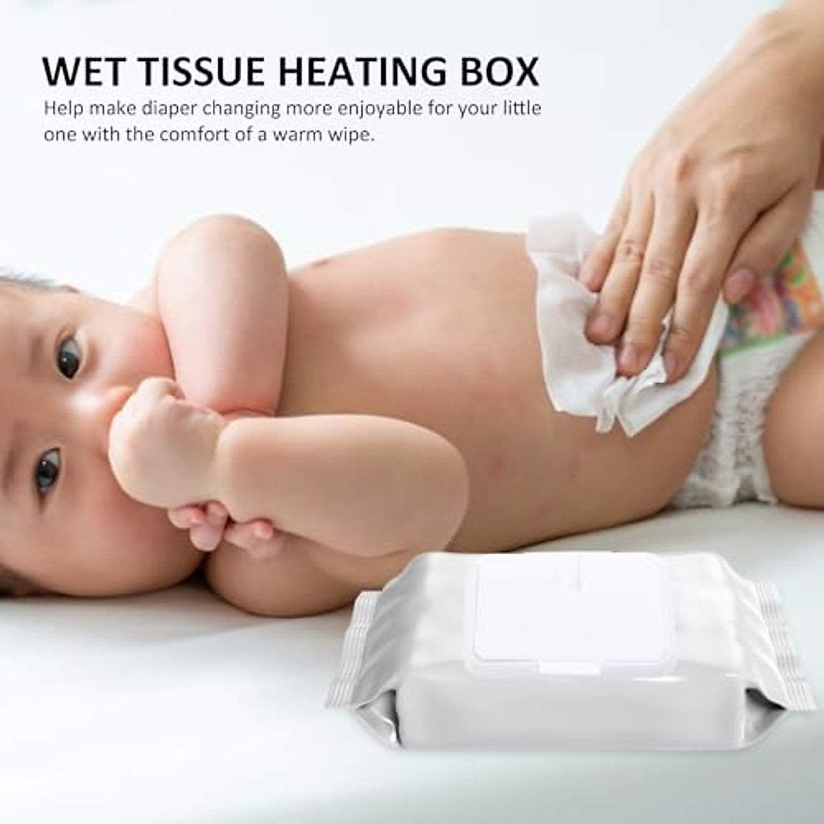 Diaper Wipe Warmer 8W Baby Wipe Warmer Portable Baby Dispenser Plastic Tissue Storage Box Dispenser Holder for Home Car White Heater