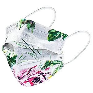 Everydayspecial Disposable Safety Mask 3 Layer Protection Face Mask for Adults 50 pcs (Flower Assorted Print)