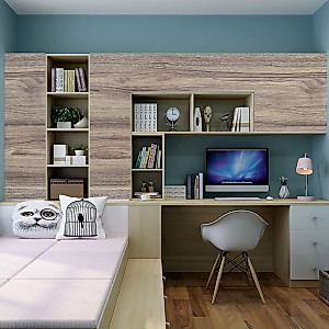 15.8" x 117" Light Wood Contact Paper Self Adhesive Wood Grain Wallpaper Peel and Stick Decorative Wood Vinyl Wrap for Cabinets Countertops Furniture Shelves Drawer Liner