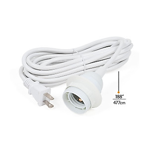 Wallniture Fiore 15 Feet Hanging Lantern Cord Room Decor for Pendant Light Bulbs Socket Set, White