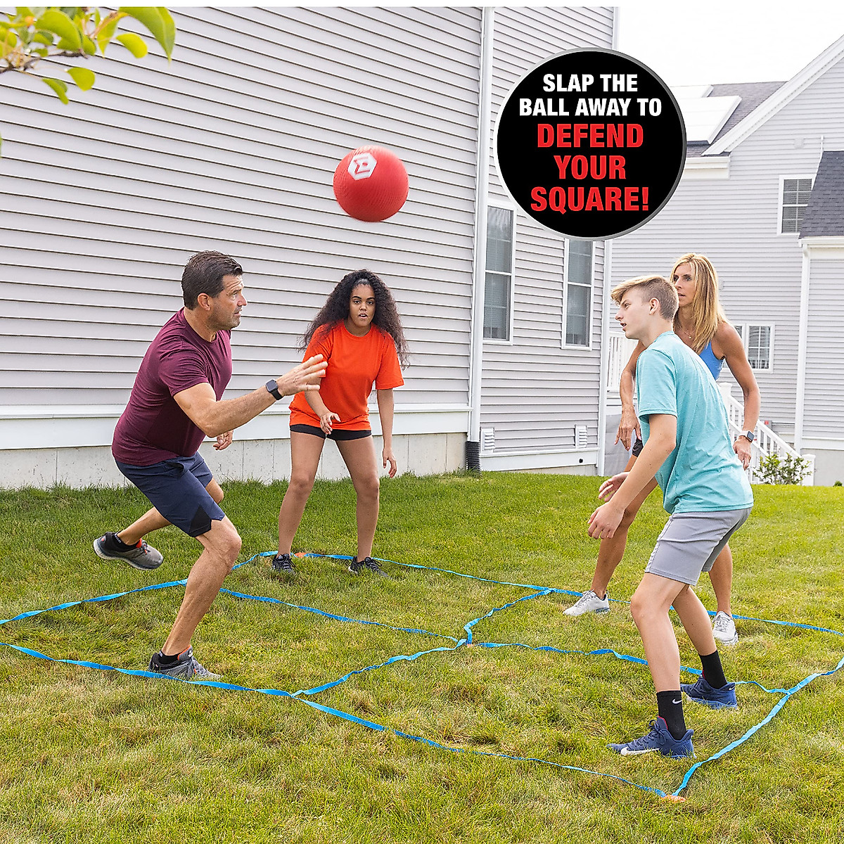 Wicked Big Sports 4 Square Game with Court Lines for Outdoor Play in The Backyard, Beach, Park, Fun for All, red (1925)