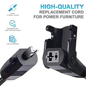 Sopito 2 Pin Splitter Lead Y Cable for Lift Chair or Power Recliner-Powers 2 Recliner Motors, Compatible for Okin Limoss Lazboy Pride Catnapper Recliner