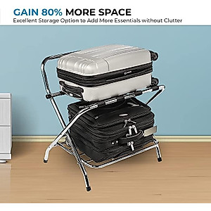 USTECH Foldable Luggage Rack, Metal Suitcase Stand for Guest Room