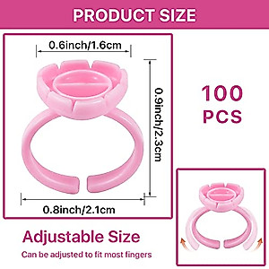 Glue Rings for Eyelash Extensions Glue Rings Pretty memory 100PCS Smart Lash Rings Blooming Eyelash Glue Holder Volume Fanning Cup for Lash Extension Supplies, Pink