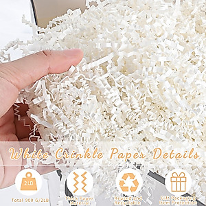 2 LB Crinkle Cut Paper Shred Filler, White Crinkle Paper Shredded Paper Stuffing for Gift Baskets Box Filling Christmas Birthday Wedding Anniversary Stocking Stuffers