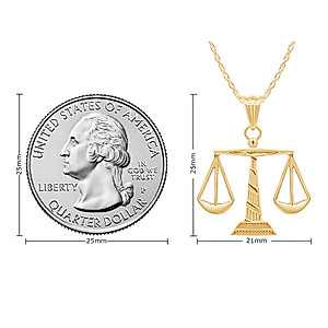 AFFY 14K Yellow Gold Over 925 Sterling Silver Scales of Justice Pendant Necklace