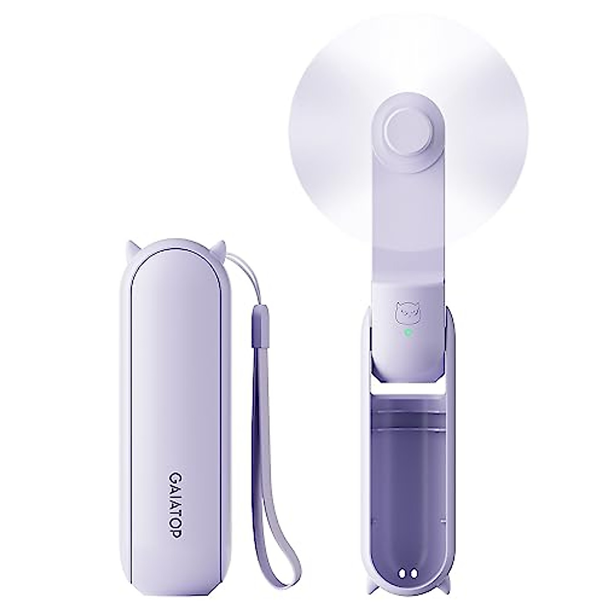 Gaiatop Portable Handheld Fan, Foldable Small Fan, Mini Hand Held Fan with USB Rechargeable 2000mAh Battery, Eyelash Fan for Girls, Travel For Women, Outdoor (Purple)