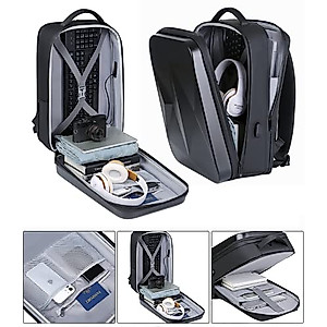 SOLOAD Hard Shell Laptop Backpack 17 Inch Business Gaming Backpack Waterproof with USB Charging Port (Hard Shell Black)