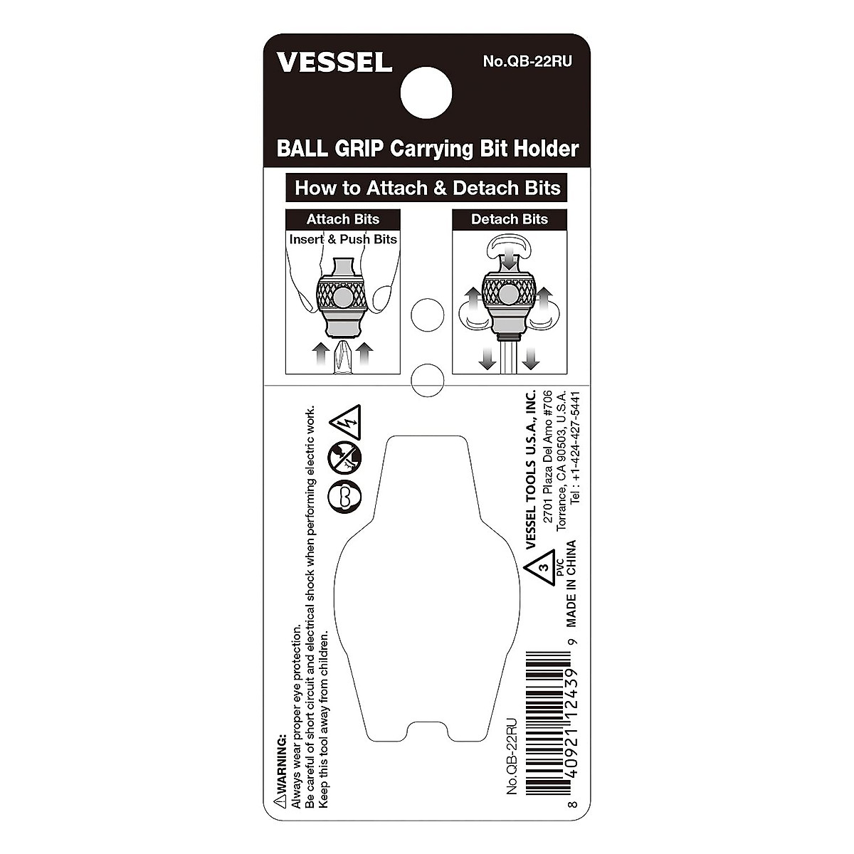 VESSEL Ball Grip Carrying Bit Holder (Red) QB22RU (1)