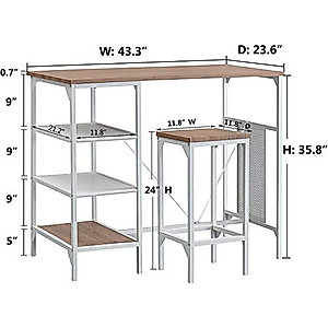 O&K FURNITURE Small 5-Piece Dining Room Bar Table Set, Modern Industrial Bistro Restaurant Dining Table and Stool Set, Home Kitchen Furniture, Oak Finish