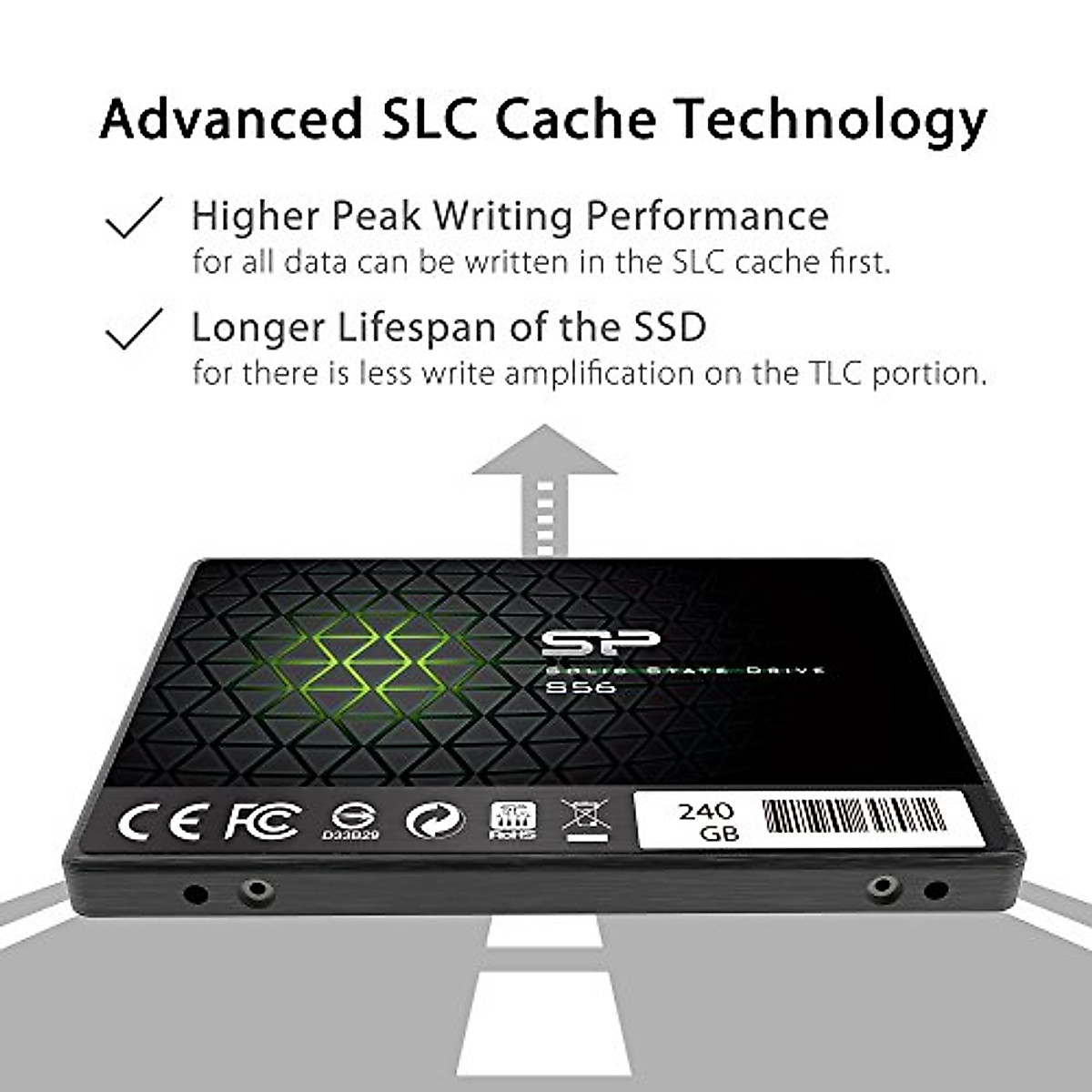 Silicon Power 240GB SSD 3D NAND With R/W Up To 560/530MB/s S56 SLC Cache Performance Boost SATA III 2.5" 7mm (0.28") Internal Solid State Drive (SP240GBSS3S56B25AZ)