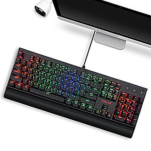 Redragon K557 RGB Backlit Mechanical Gaming Keyboard with Blue Switches, Aluminum Base, Anti-ghosting 104 Keys