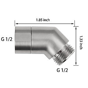 Worldwhere 135 Degree Shower Elbow Adapter, Handhold Shower Head Elbow Adapter,Brushed Nickel