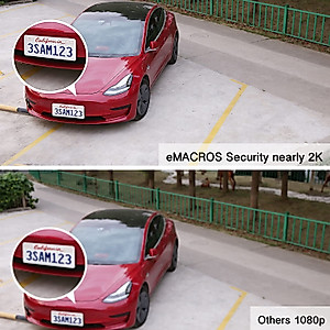 eMACROS Wireless Security Camera Outdoor, Solar Powered 2.4G WiFi Home Security System with Motion Detection and Siren,Two-Way Audio,HD 2K with Night Vision,IP65 Waterproof