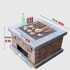 QHYXT Wood Fire Pits Outdoor Outdoor Wood Fire Pit BBQ Grill Table, Backyard Patio Garden Party Barbecue Fireplace, Magnesia Material, Anti-Freezing and Heat-Resistant