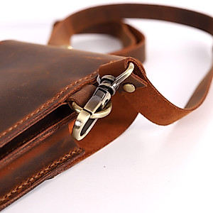 Handmade Mens Crossbody Phone Bag, Iphone 13 Pro Wallet Case, Cell Phone Crossbody Bag, Phone Case With Adjustable Strap, Crossbody Phone Wallet For Men, Leather Phone Wallet (Dark Brown)