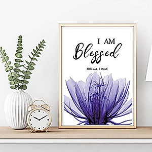 FWK Purple Elegant Tulip Inspirational Quotes Wall Decor Bathroom Wall Art Painting Spa Bathroom Woman Girl Bedroom Living Room Art Prints Set of 6 (8”X10” Canvas Picture) Home Decor Unframed