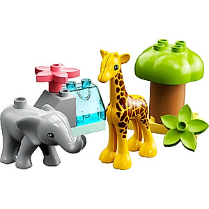 LEGO DUPLO Wild Animals of Africa 10971, Animal Toys for Toddlers, Girls & Boys Ages 2 Plus Years Old, Learning Toy with Baby Elephant & Giraffe Figures