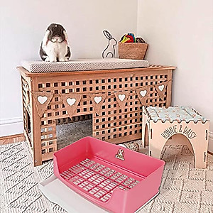 Zdada Rabbit Litter Box Large - Trainer Corner Litter Box for Bunny Ferret Chinchilla and Guinea Pig, Small Animal Litter Box(Pink 15.7" 11.4" 6.2")
