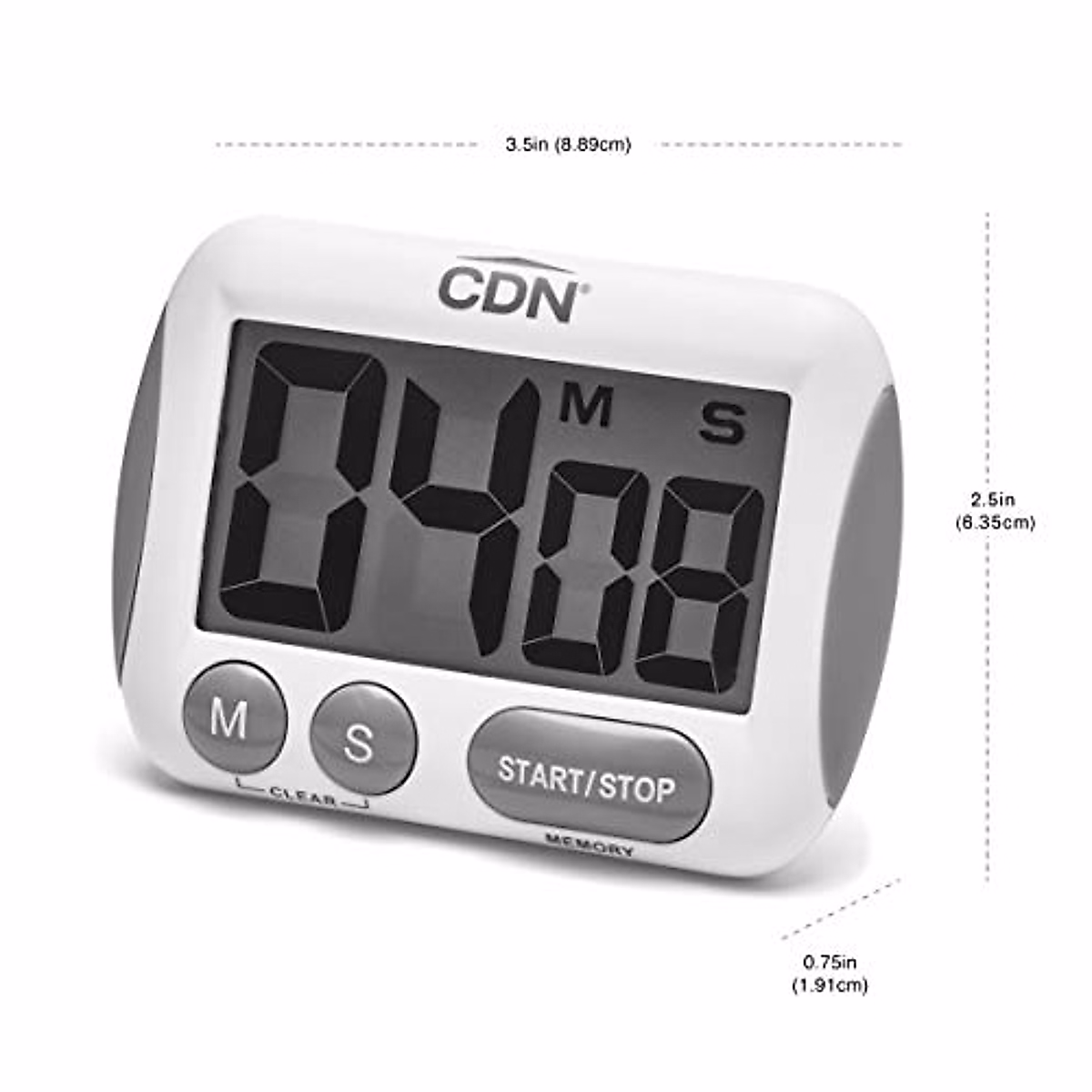 CDN TM15 Kitchen Timer, Extra Large Big Digits, Loud Alarm, Magnetic Backing, Stand- White -