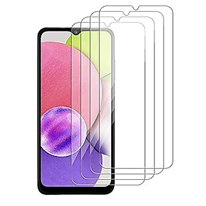 iCsapr [4 Pack] Glass Screen Protector Compatible for Samsung Galaxy A03s[9H Hardness]-HD Screen Tempered Glass, Scratch Resistant, Easy Install [Case Friendly][Bubble Free] 2.5D Edge