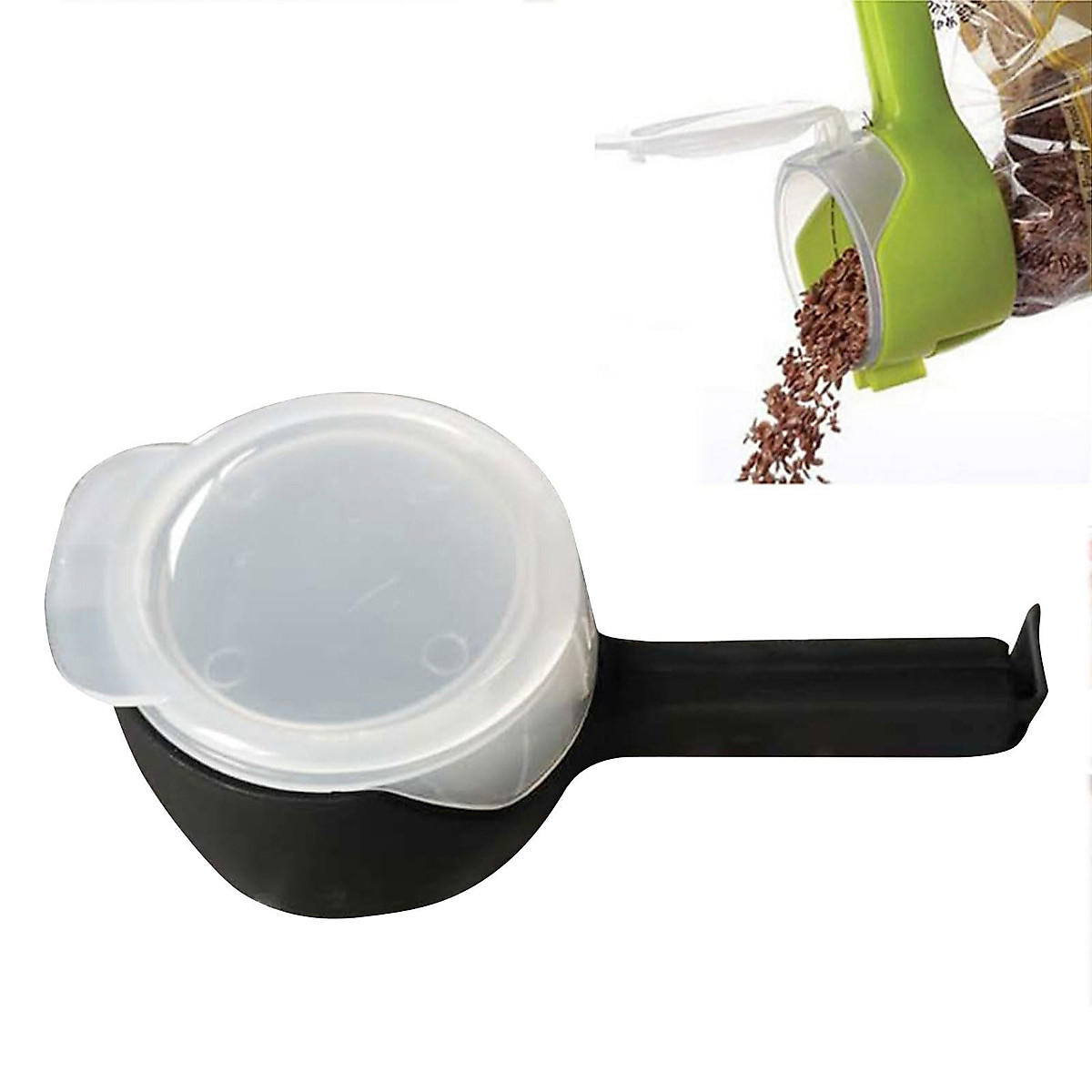 Bag Clips for Food,Food Storage Sealing Clips with Pouring Spouts, Bag Clips for Food,Chip Bag Clips,Plastic Cap Food Clips, Great for Organizing and Storing Food in the Kitchen (Black)
