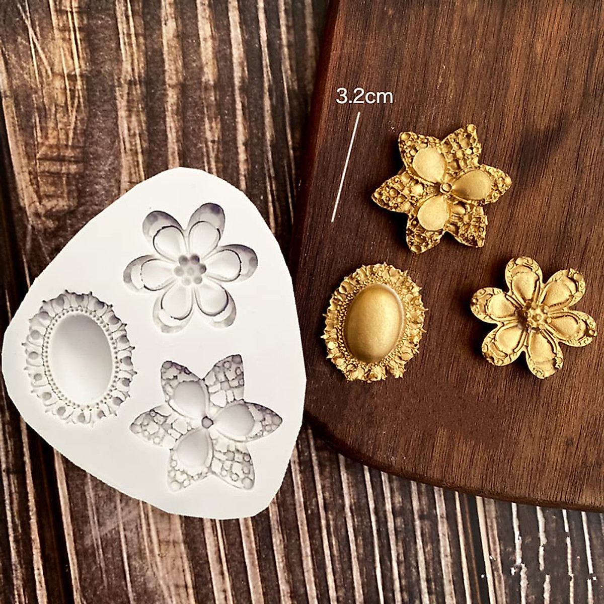 JeVenis Set of 3 Vintage Frame Cupcake Fondant Mold Baroque Style Fondant Silicone Mold for Sugarcraft Cupcake Topper Jewelry Polymer Clay Crafting Projects