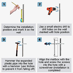 YOOBOX Wall-Mount Mailbox with Lock and Keys, Security Key Drop Box for House Outside, Locking Postbox, Steel Metal Rust-Proof Mail Box, 14.57 x 14.57 x 4.33 Inch, Black, MD002 X-Large