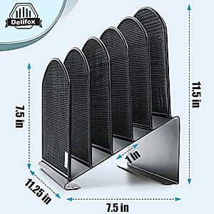 Delifox 2 Pack Inclined Desk File Organizer, 5 Slot Desktop File Folder Holder Document Holder Sorter Organization and Accessories for Office School Classroom