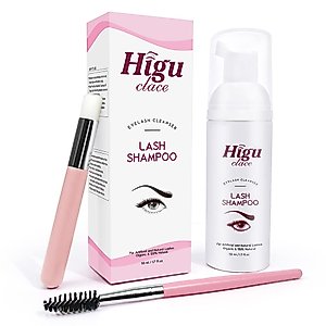 Lash Shampoo 50ml Eyelash Extension Cleanser with Brush and Mascara Wand Eyelid Foaming Cleanser Lash Foam Shampoo for Lash Extensions (50ml/1.7fl oz)
