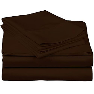 Kavy Beddings 6 Piece Bed Sheet Set Hotel Luxury Chocolate Full Size 28 Deep Pocket Bed Sheets 1000 Thread Count, 100% Egyptian Cotton