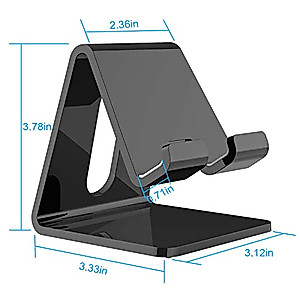 Crpich Acrylic Cell Phone Stand, Portable Phone Holder, Black Phone Stand for Desk, Compatible with Phone 13 12 Pro Max Mini 11 Xr 8 Plus SE, Switch, Android Smartphone, Pad, Tablet, Desk Accessories