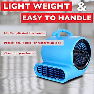 BLOTEK 1/2hp 2200CFM Speed Air Mover Carpet Dryer Floor Fan Cooling Fan - Industrial Heavy Duty Abanico de Piso Blower Fan with High Power for Commercial and Industrial Use