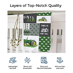 MDPrints Tractor Personalized Baby Blankets for Boys, Personalized Baby Gifts with Name, Customized Baby Blanket, Newborn Boy Gift, Soft Fleece