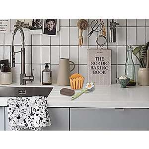 Vigar Florganic 3-piece Sink Caddy Set, Eco-friendly Daisy-shaped Dish Brush, Sponge and Fence-shaped Holder with Suction Cup, Orange