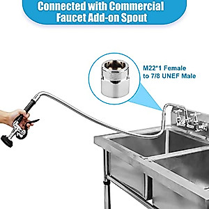 Launceter Spray Valve with 44 Inch Pre Rinse Hose,Pre Rinse Sprayer with Flexible Stainless Steel Hose for Commercial Kitchen Faucet, Black, 1 Set