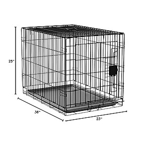 Amazon Basics Durable, Foldable, Collapsible, Portable Metal Wire Dog Crate with Tray, Single Door with Divider Panel, Easy to Assemble & Clean, 36 x 23 x 25 in, Black