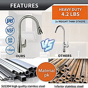 Kitchen Faucet with Pull Down Sprayer, Kitchen Sink Faucet Black for RV Bar Laundry Sink Stainless Steel Faucets High Arc 3 Modes with Water Lines
