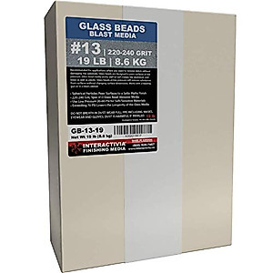 #13 Glass Beads - 19 lb or 8.6 kg - Blasting Abrasive Media (Fine) 220-240 Mesh or Grit - Spec No 13 for Blast Cabinets Or Sand Blasting Guns - Small Beads for Cleaning and Finishing