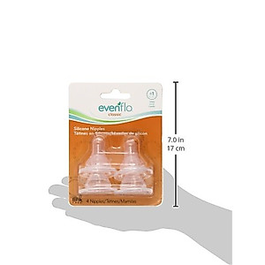 Evenflo 4 Pack Classic Silicone Nipple, Slow Flow