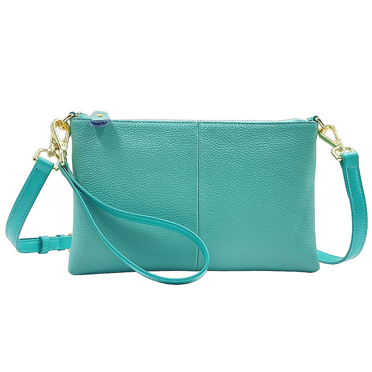 Beurlike Leather Wristlet Wallet Clutch Purses For Women Small Crossbody Phone Bags (Teal)