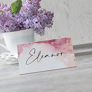 Summer-Ray 48 Burgundy Watercolor Dual-Sided Place Cards Wedding Seating Table Card Escort Card
