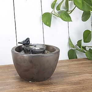 Foreside Home & Garden Bronze Bird on Leaf Indoor Water Fountain with Pump